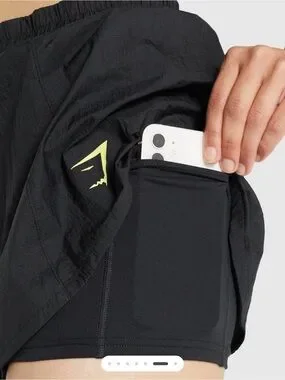 Gymshark | Shorts | Gymshark Black Athletic Running Shorts With Yellow ...